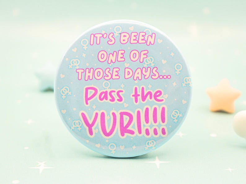 Pass the Yuri! Badge | GL Yuriko Pin | Anime & Manga Fanfiction Button ...