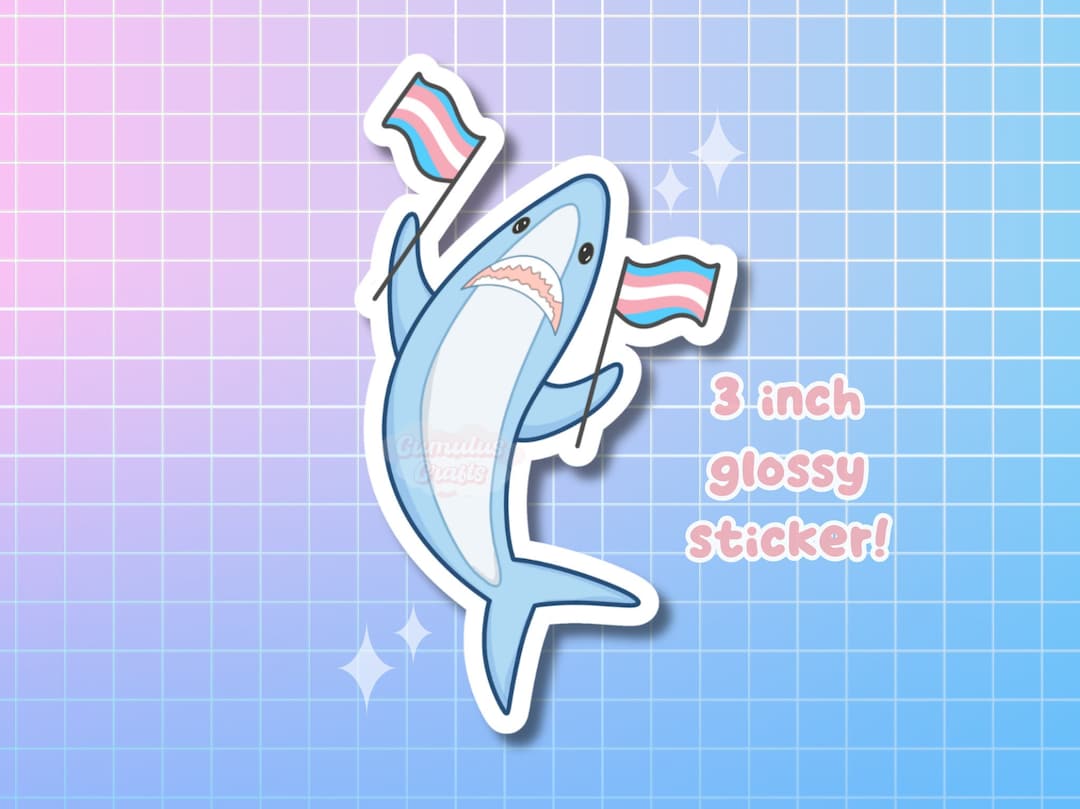 Blahaj Trans Pride Flag Sticker IKEA LGBT Pride Shark Meme Culture ...