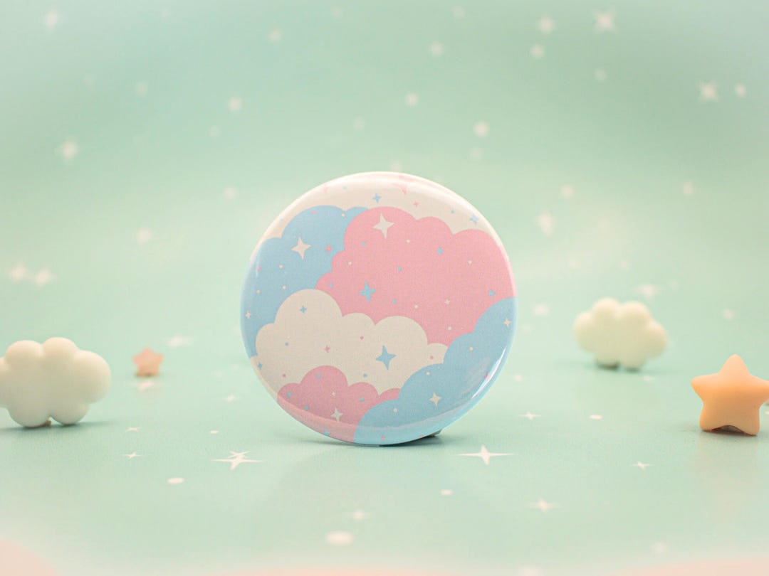 Subtle Trans Pride Cloud Badge | Discreet Pastel Pride Pin | Hidden ...