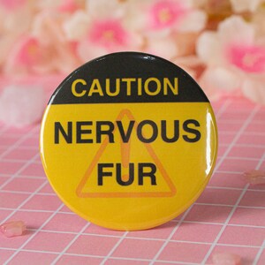 CAUTION Badges | Furry Nonverbal Communication Pin for Comic Cons ...