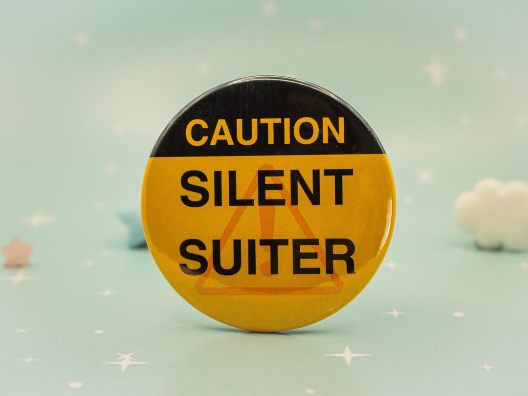 CAUTION: Silent Suiter Badge | Furry Nonverbal Communication Pin for ...