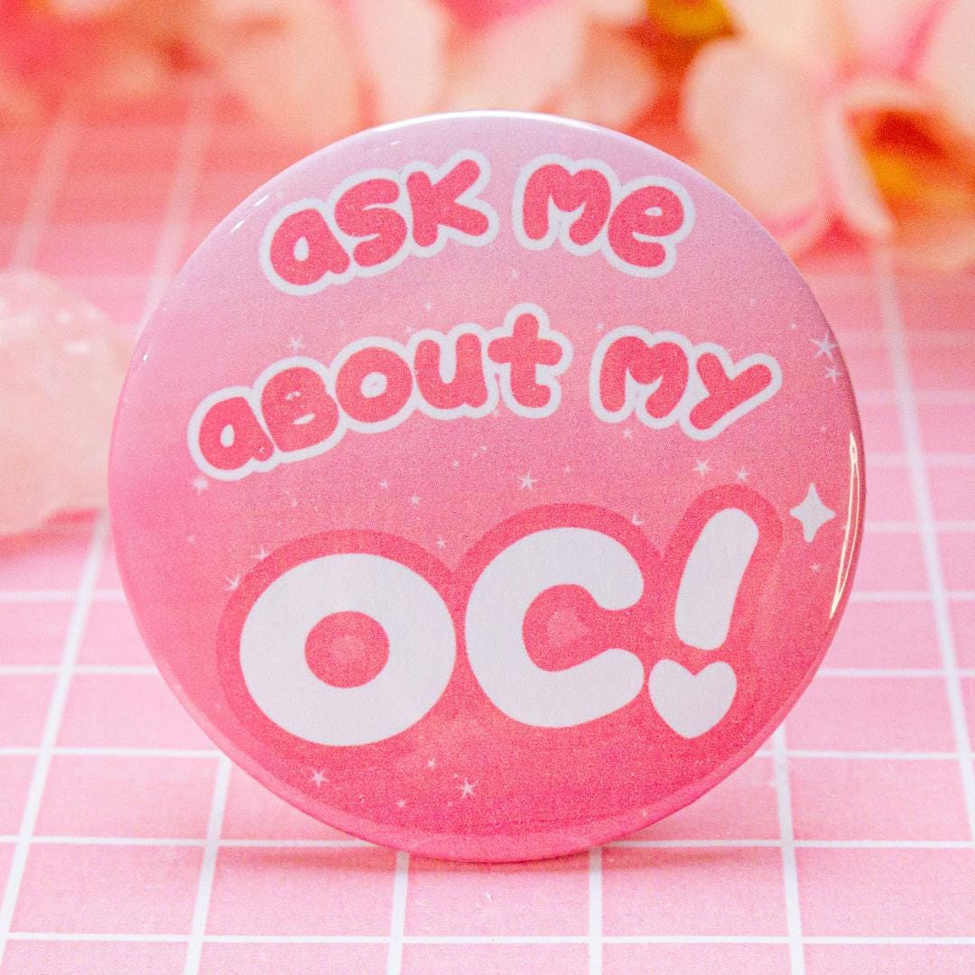 Ask Me About My OC Badge | Original Character Pin | AO3 Fanfiction ...
