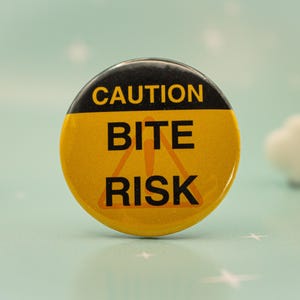 CAUTION: Bite Risk | Furry Cosplay Nonverbal Communication Badges for ...