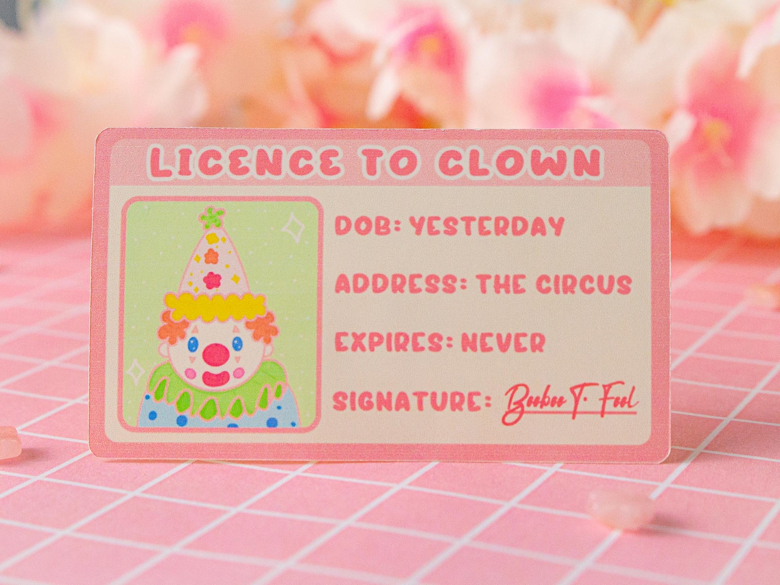 License to Clown Sticker | Pink or Blue Kawaii Glossy Clowncore Sticker ...