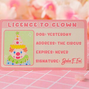 License to Clown Sticker | Pink or Blue Kawaii Glossy Clowncore Sticker ...