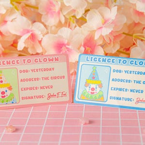 License to Clown Sticker | Pink or Blue Kawaii Glossy Clowncore Sticker ...
