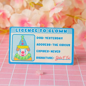 License to Clown Sticker | Pink or Blue Kawaii Glossy Clowncore Sticker ...