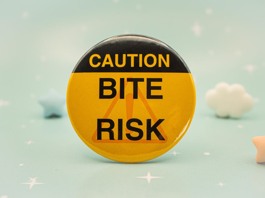 CAUTION: Bite Risk | Furry Cosplay Nonverbal Communication Badges for ...