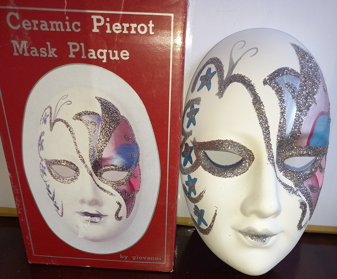 Pierrot Mask | Ceramic Face Plaque | Hanging Wall Mask - Boxed ...