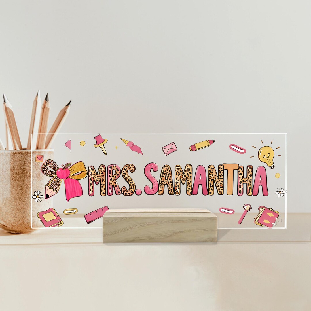 Personalized Name Desk Plate for Teacher, Custom Name Sign for Desk ...