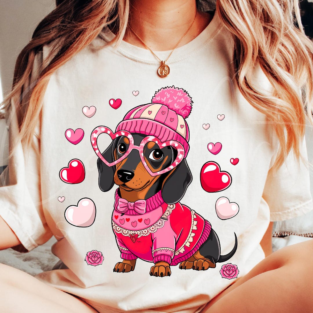 Valentine Dachshund Dog, Sausage Dog Png, Valentine's Day Dog Mom Png ...