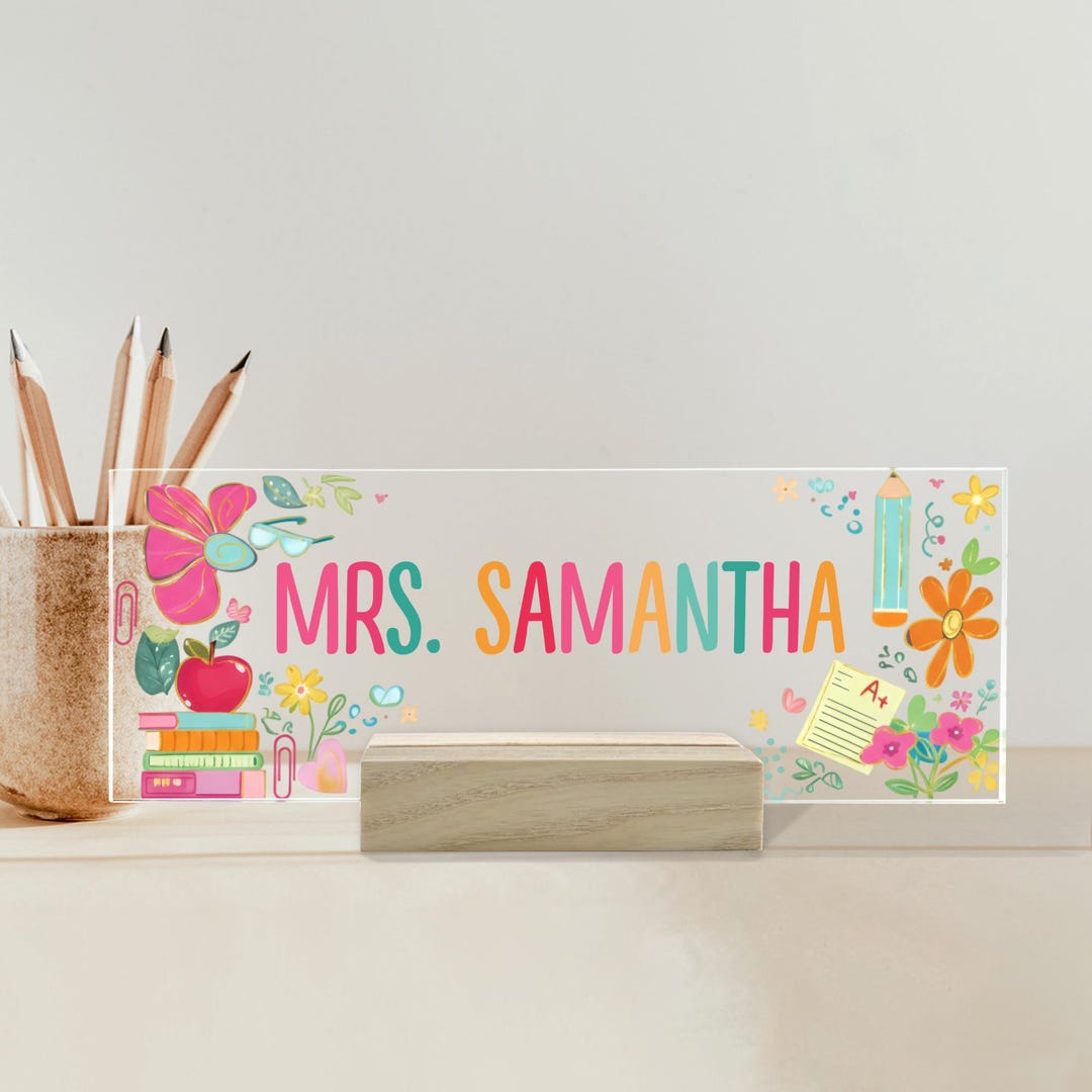 Personalized Acrylic Name Plate for Desk, Teacher Name Plate ...