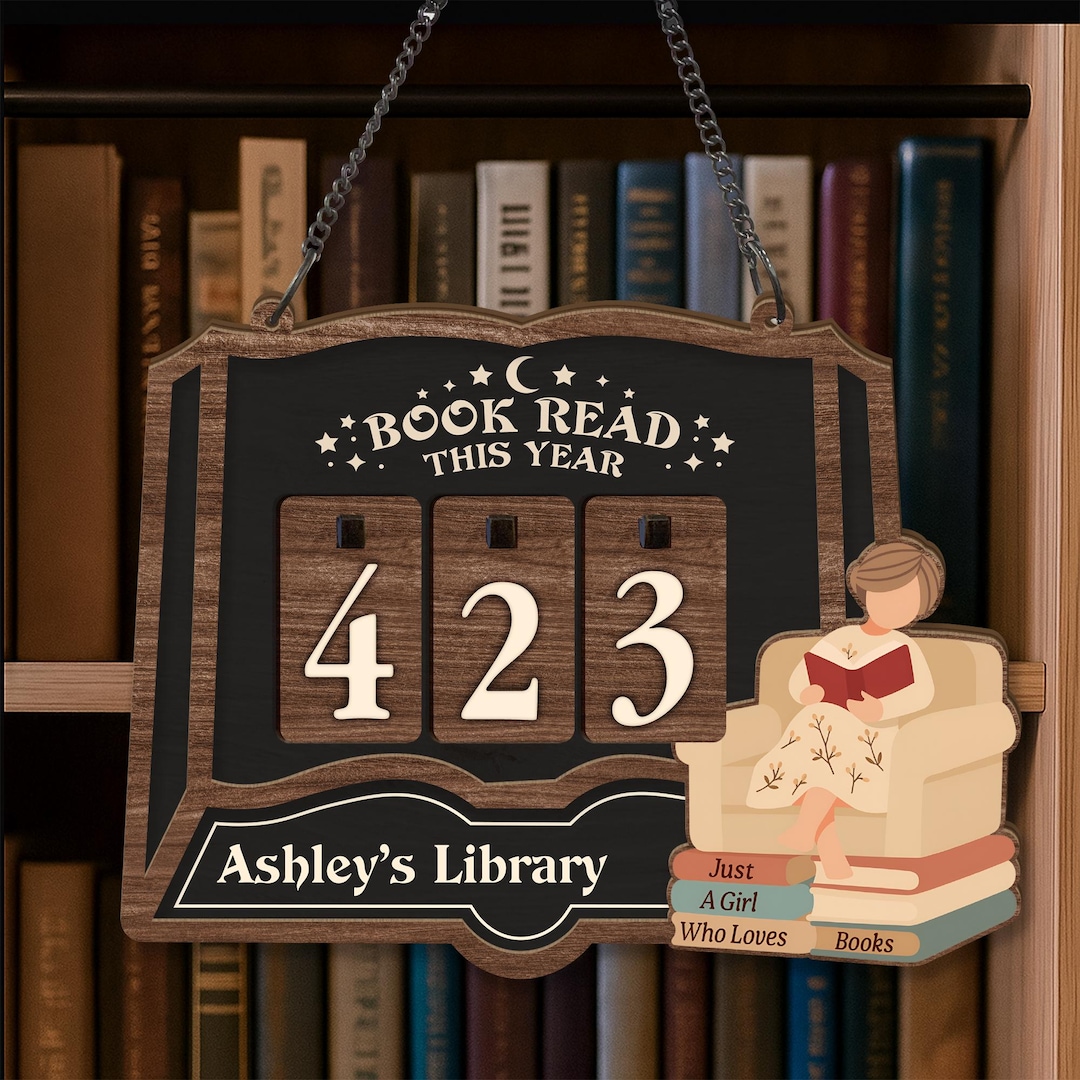 Customized Book Tracker Sign, Personalized Reading Tracker, Library ...