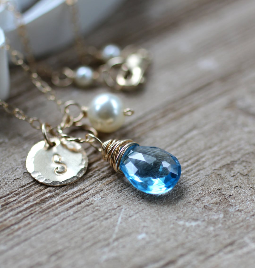 December Birthstone Necklace, Blue Topaz Necklace, December Birthday ...