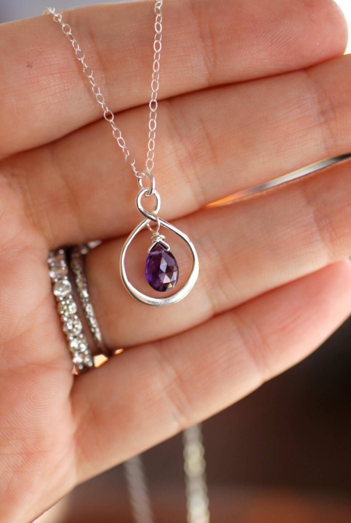 Amethyst Necklace, Infinity Necklace, Amethyst Birthstone Necklace ...