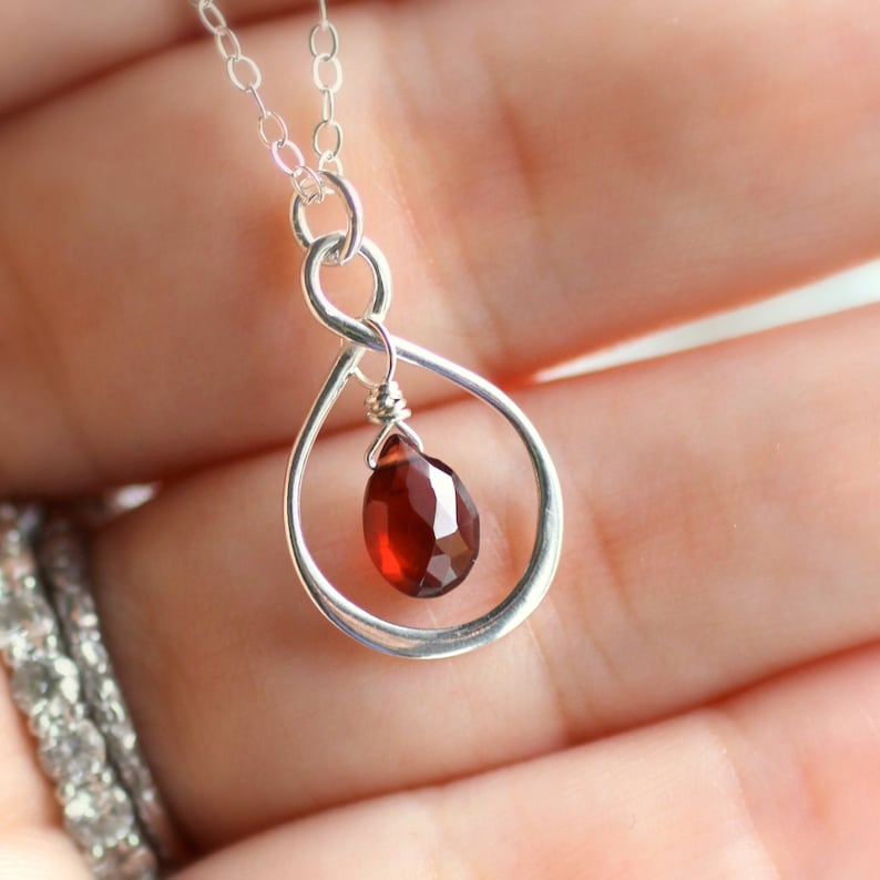 Garnet Necklace January Birthstone Necklace January Birthday - Etsy