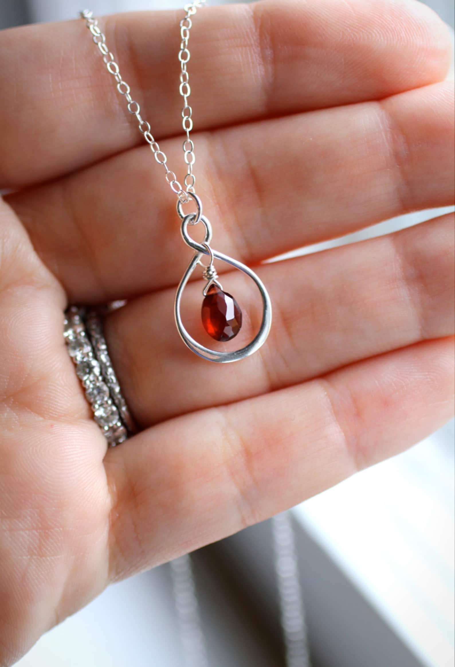 Garnet Necklace January Birthstone Necklace January Birthday - Etsy