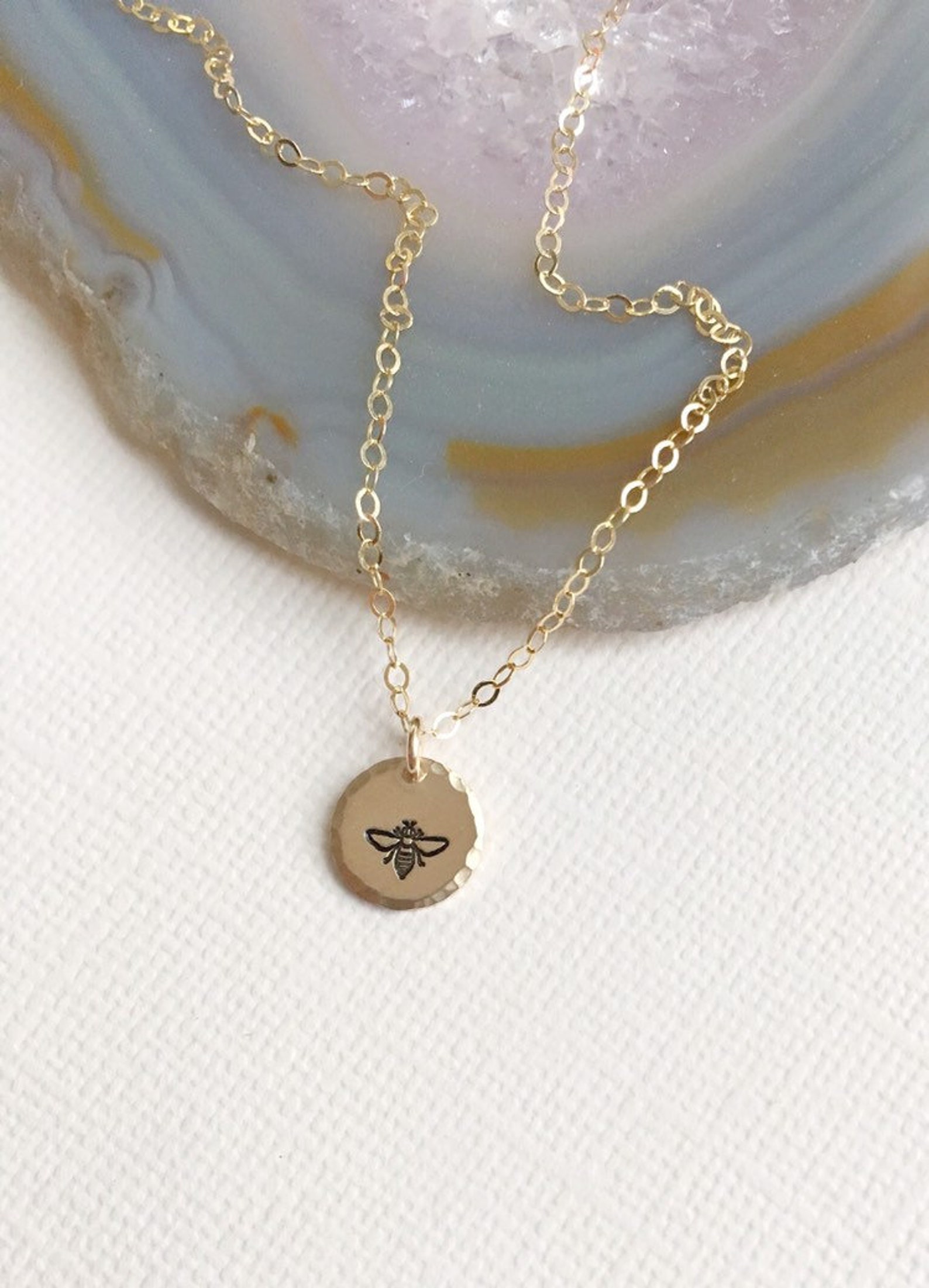 Bee Necklace Honey Bee Necklace Gold Bee Charm Tiny Bee | Etsy