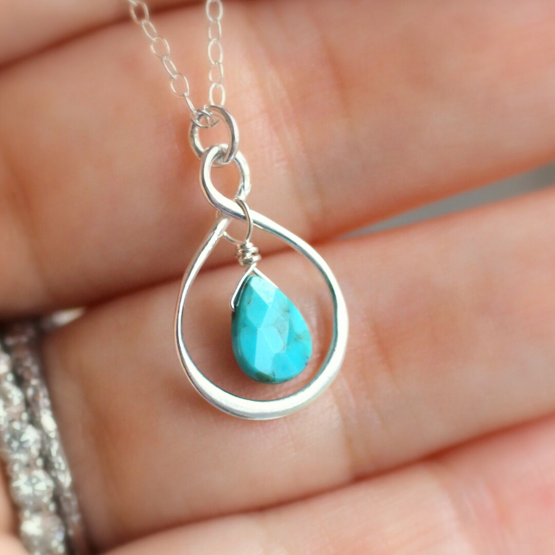 Turquoise Necklace, December Birthstone, Infinity Necklace, Turquoise ...
