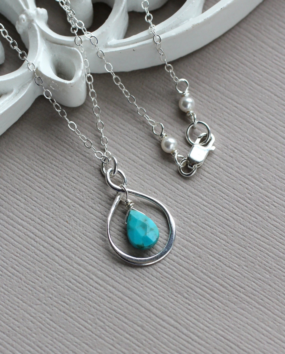 Turquoise Necklace, December Birthstone, Infinity Necklace, Turquoise ...