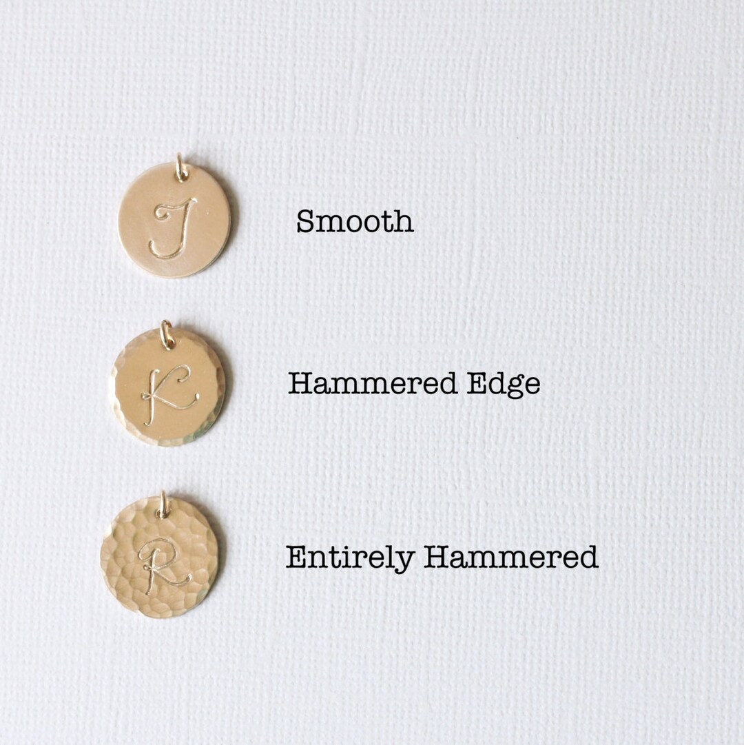 Gold Initial Disc, Large Gold Initial Pendant, Brushed Gold, 14k Gold ...