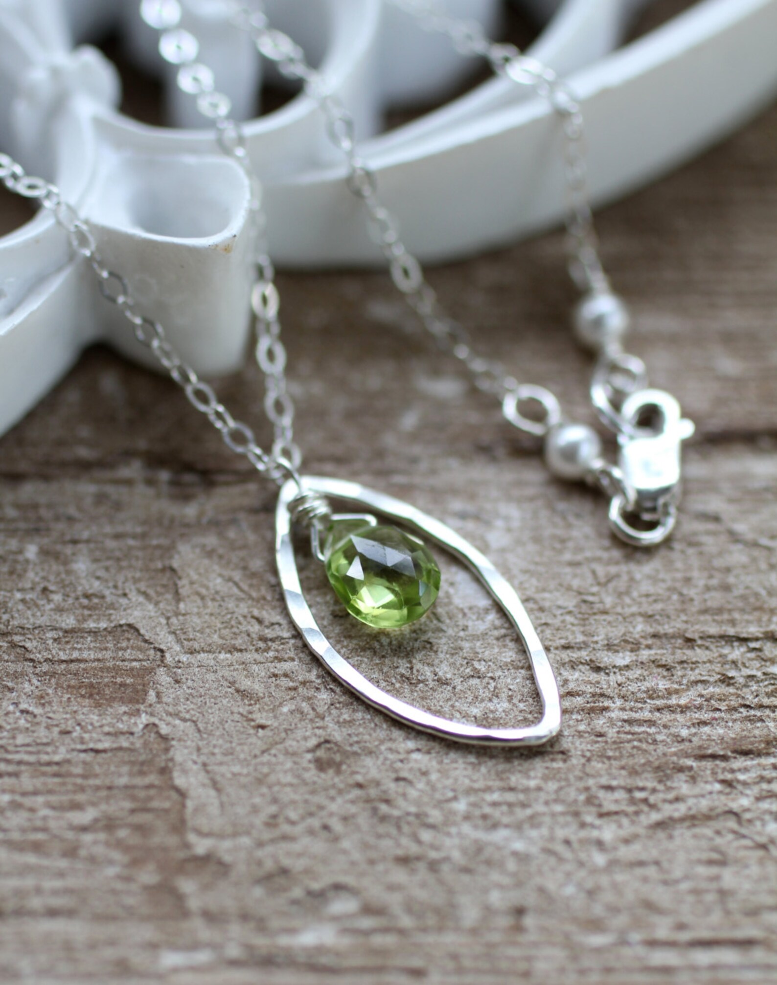 Peridot Necklace, Peridot Birthstone Necklace, Teardrop Gemstone ...