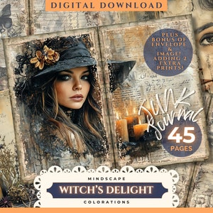 Witch's Delight Junk Journal Pages, Halloween, Gothic, Witch, 45 ...