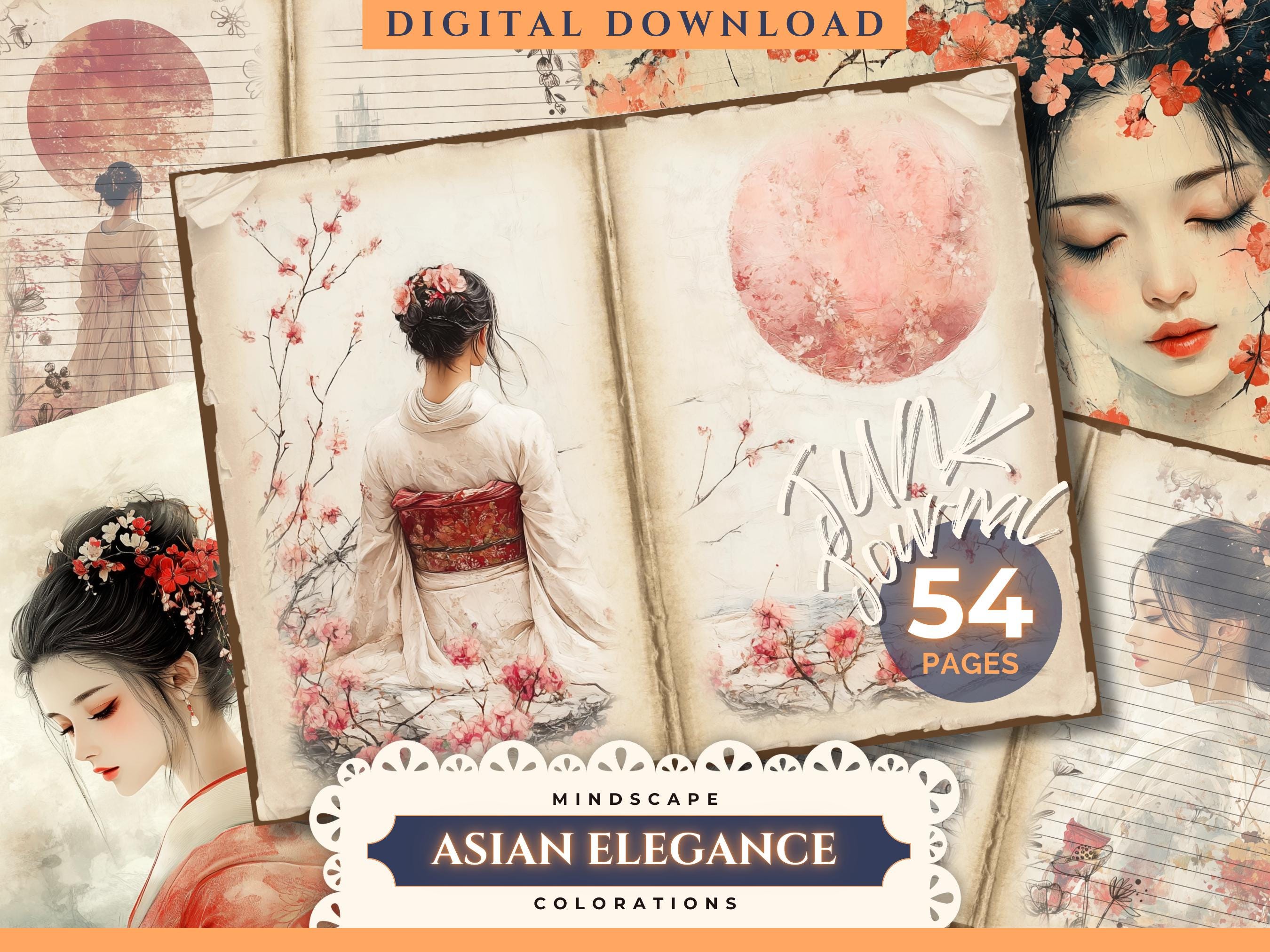 Asian Elegance Junk Journal Pages | Japanese Art | Elegant Women | Junk ...