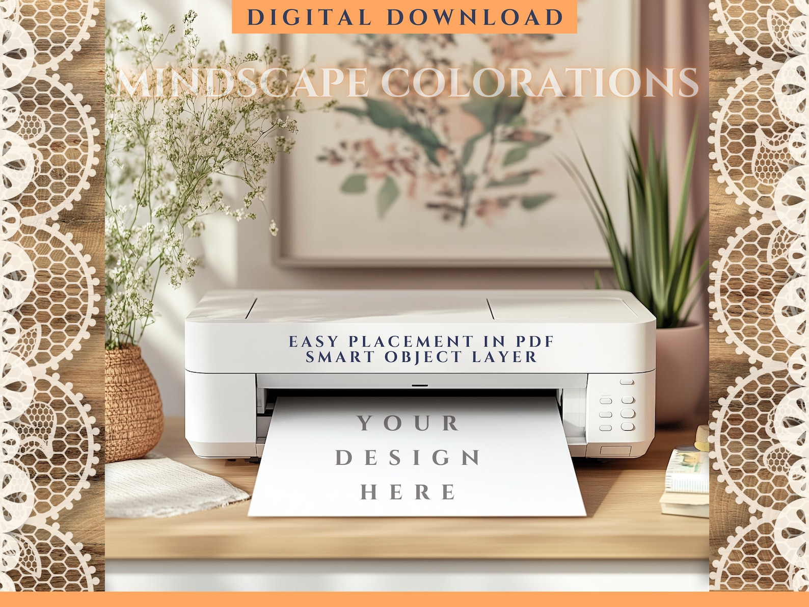 Photoshop Printer Mockup | Home Printer Mockup | Printer Printing Paper ...