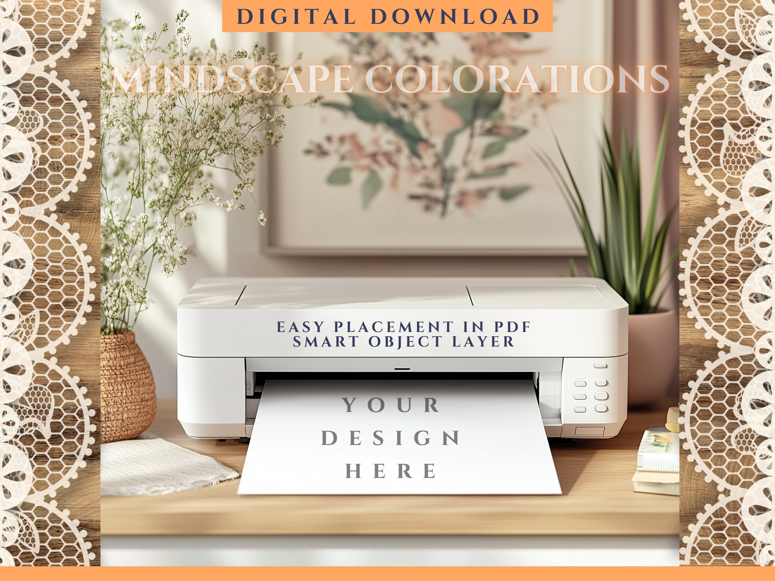 Photoshop Printer Mockup | Home Printer Mockup | Printer Printing Paper ...