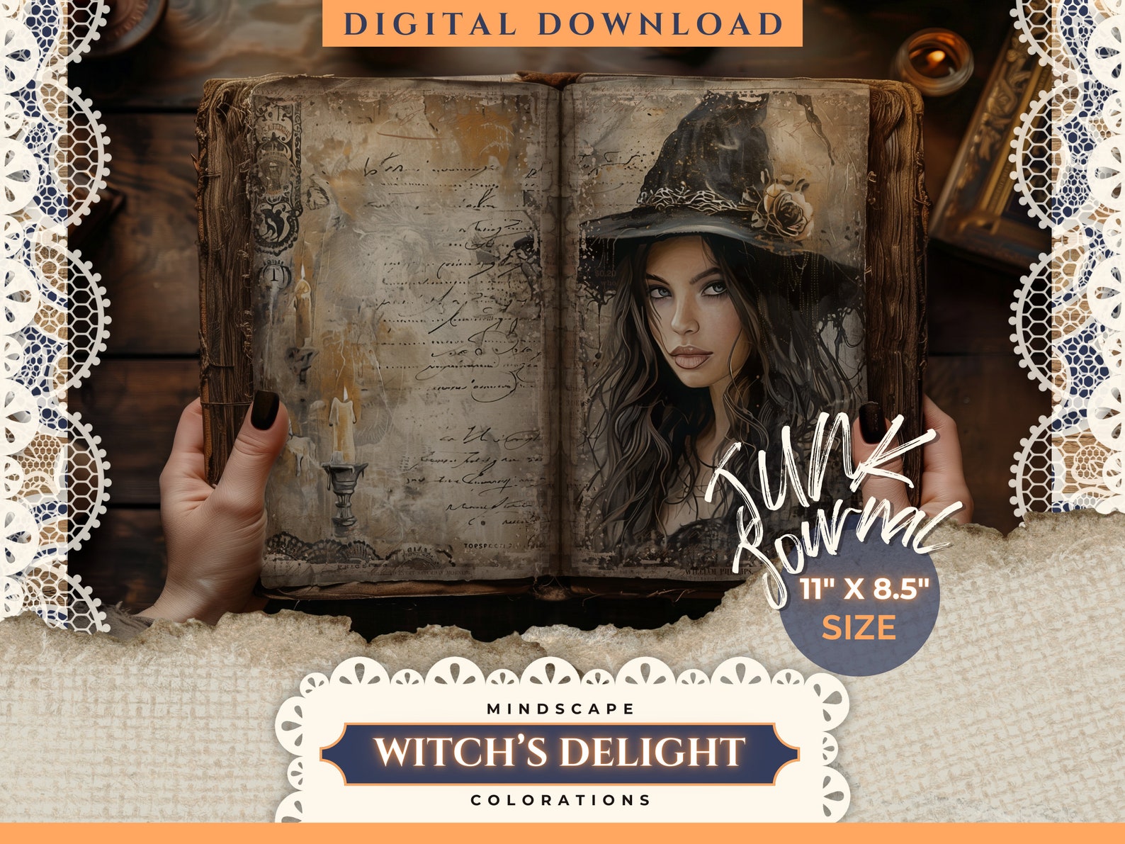 Witch's Delight Junk Journal Pages, Halloween, Gothic, Witch, 45 ...