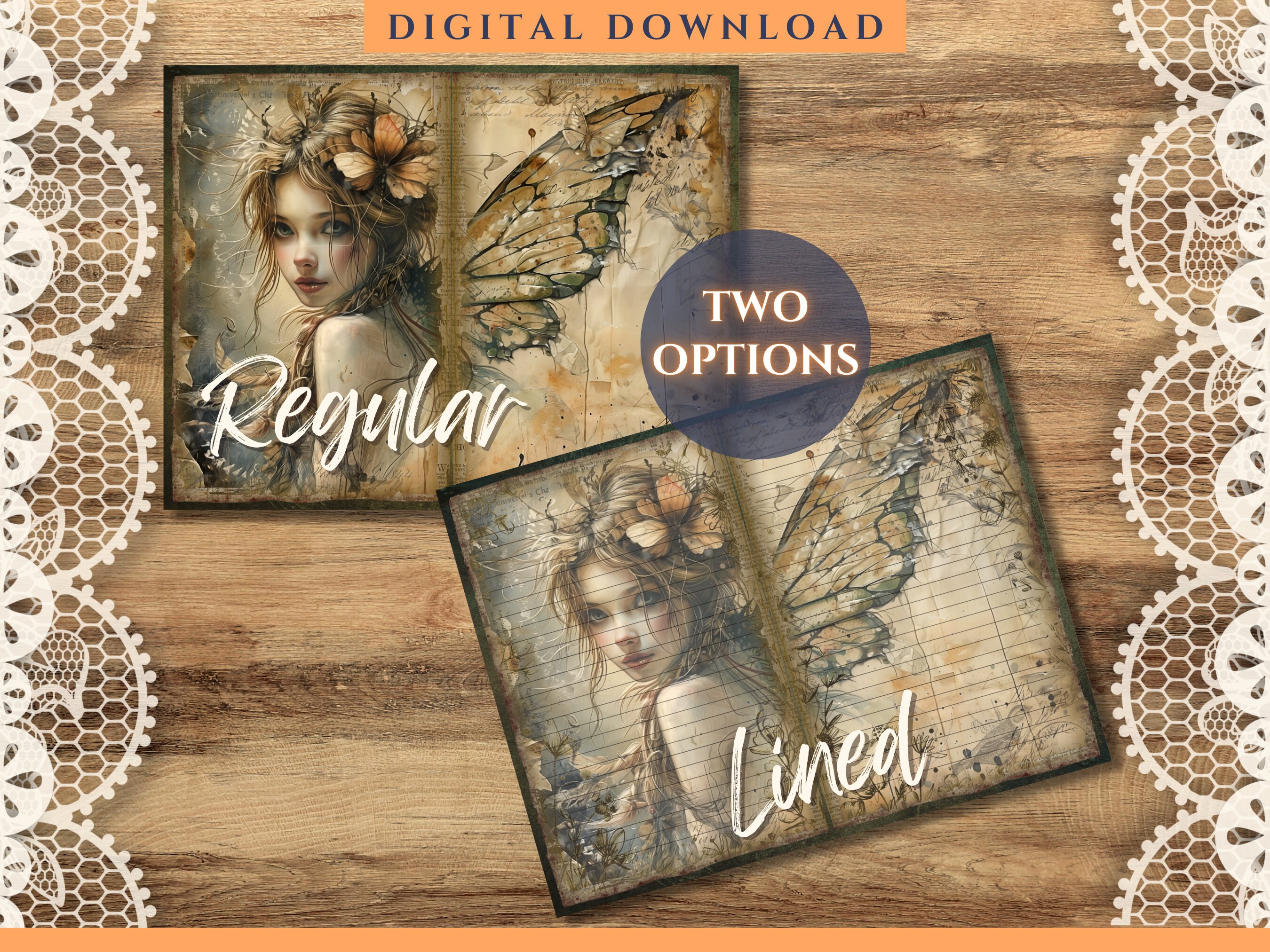 Fairy Nature Junk Journal Digital Paper, Fairies, Floral, 12 Digital ...