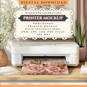 Photoshop Printer Mockup | Home Printer Mockup | Printer Printing Paper ...
