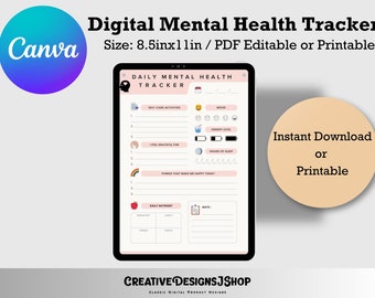 Daily Mood Journal, Mood Tracker, Mental Health Planner, ADHD Daily ...