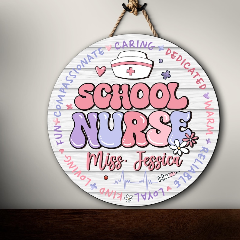 School Nurse Door Sign, School Nurse Gift, Personalized School Nurse ...