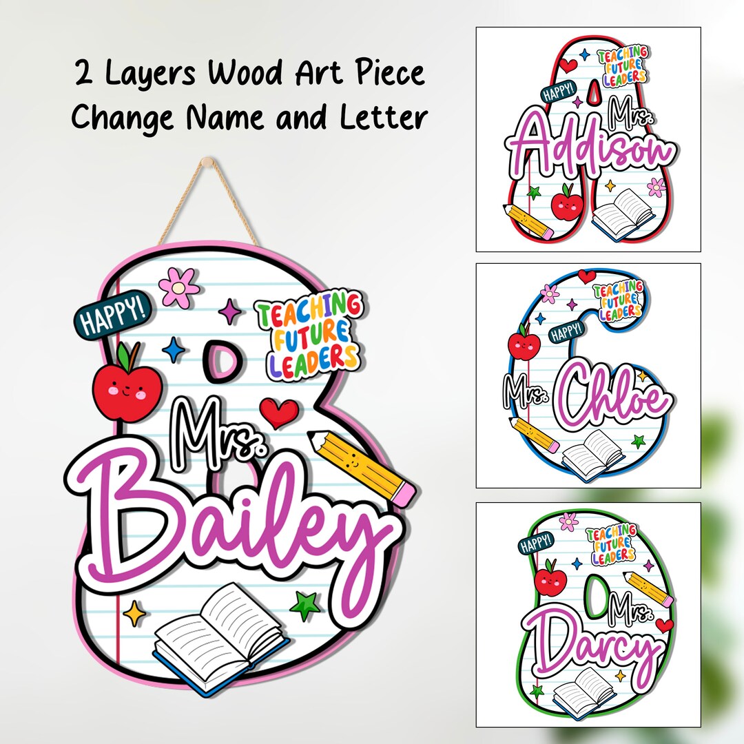 Personalized Teacher Door Hanger, 2 Layer Art Piece Door Sign for ...