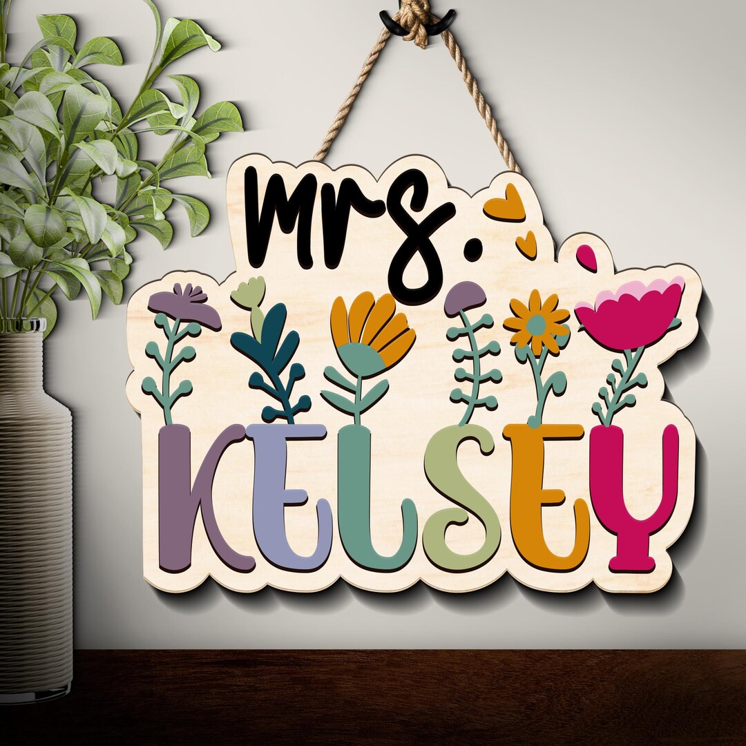 Personalized 3D Teacher Name Sign, 3D Teacher Door Hanger, Teacher ...