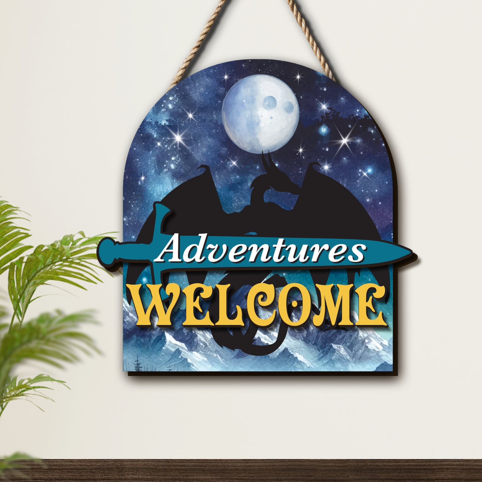 Adventurers Welcome Dragon Wooden Sign, in My Fantasy Era Bookshelf ...