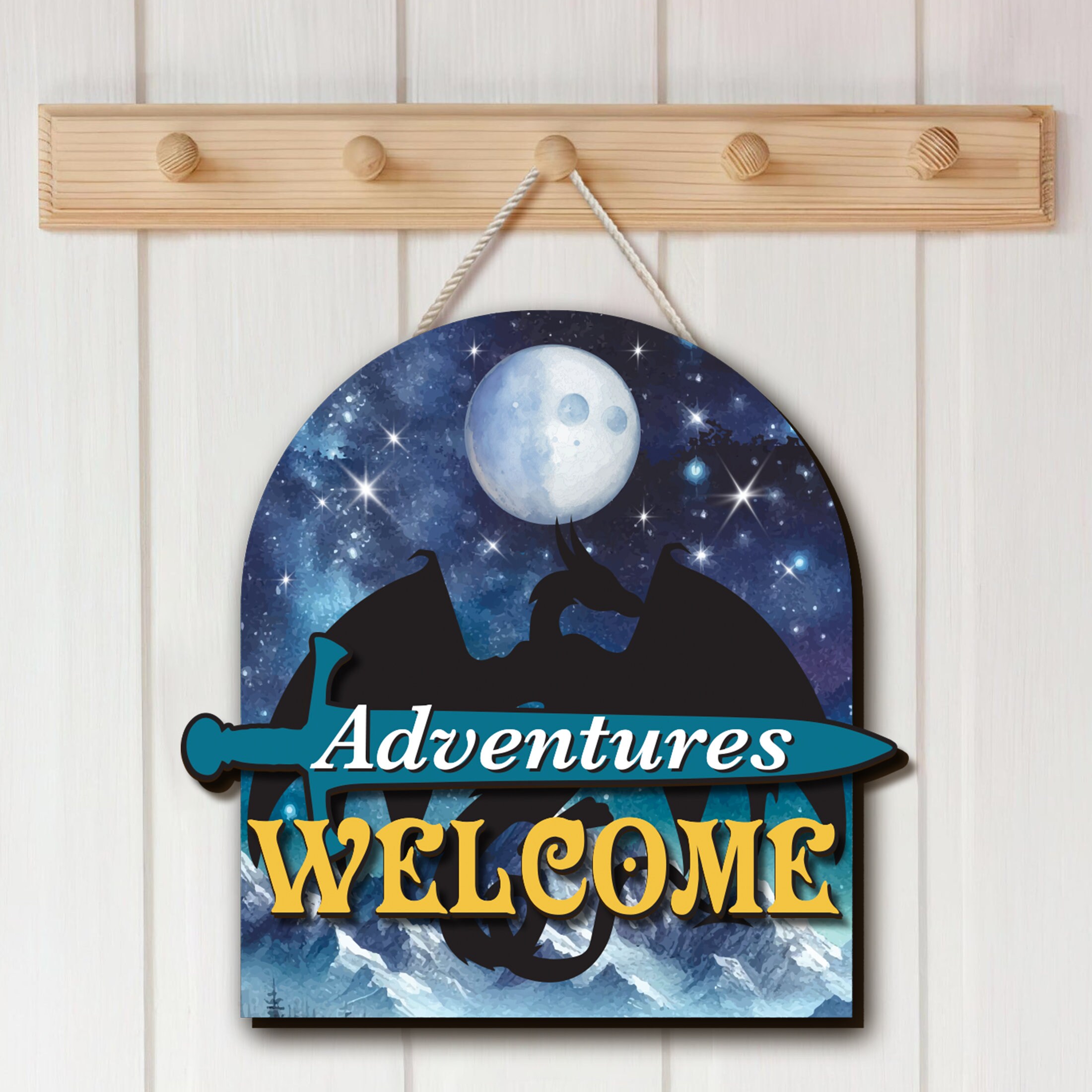 Adventurers Welcome Dragon Wooden Sign, in My Fantasy Era Bookshelf ...