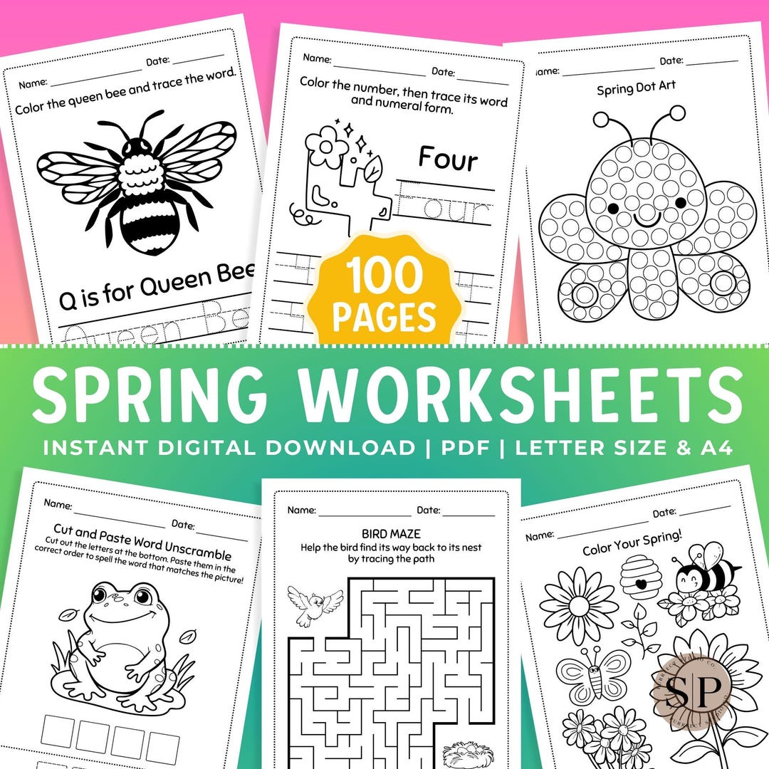 Preschool Worksheets Bundle, Spring Activities, Alphabet Number Tracing ...