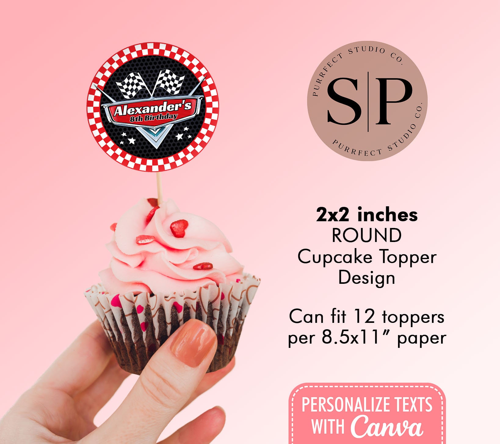 Editable Cars Party Cupcake Toppers Templates, Digital Printable Kids ...