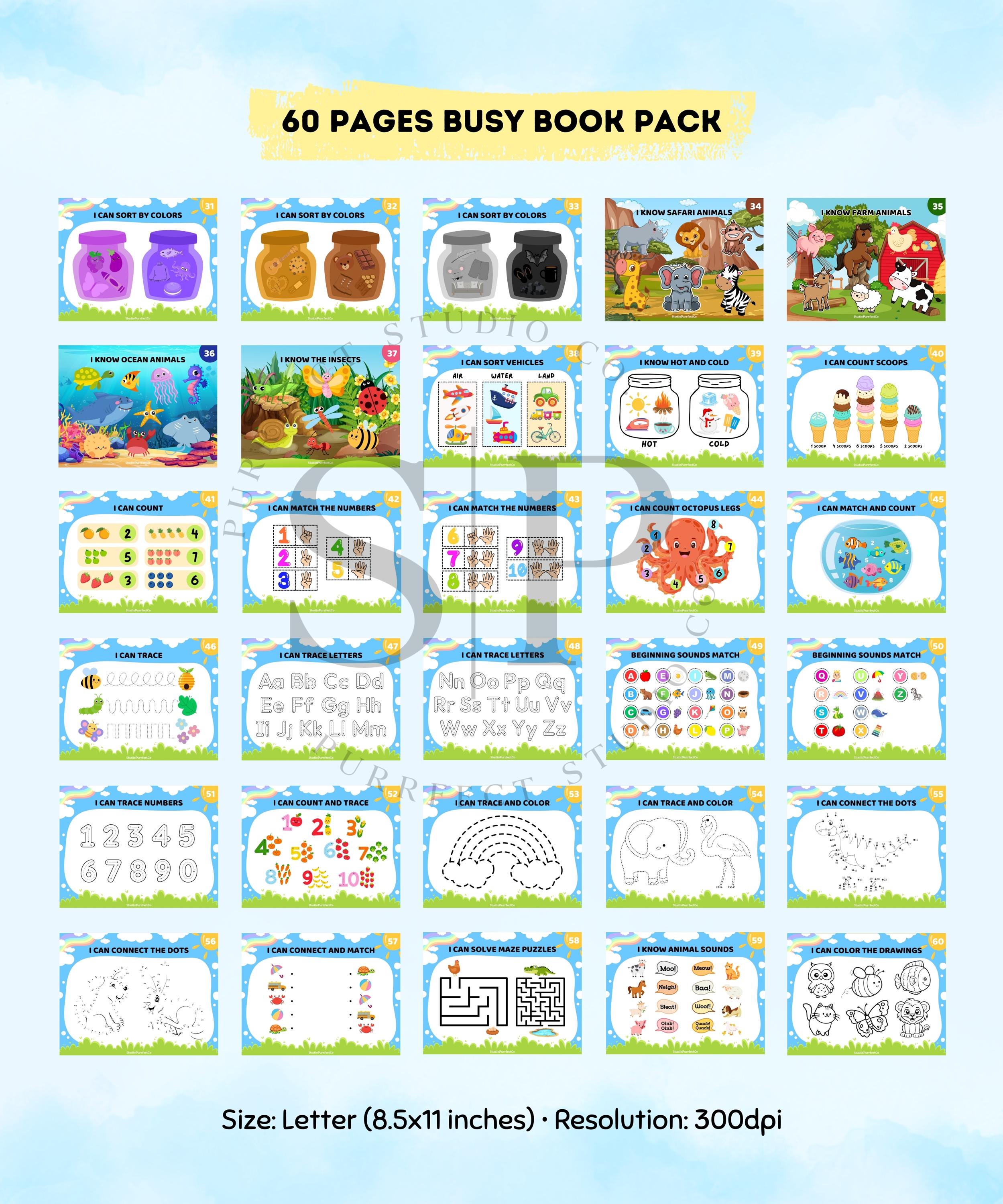Busy Book Printable for Kids, Preschool Curriculum, Busy Book Activity ...