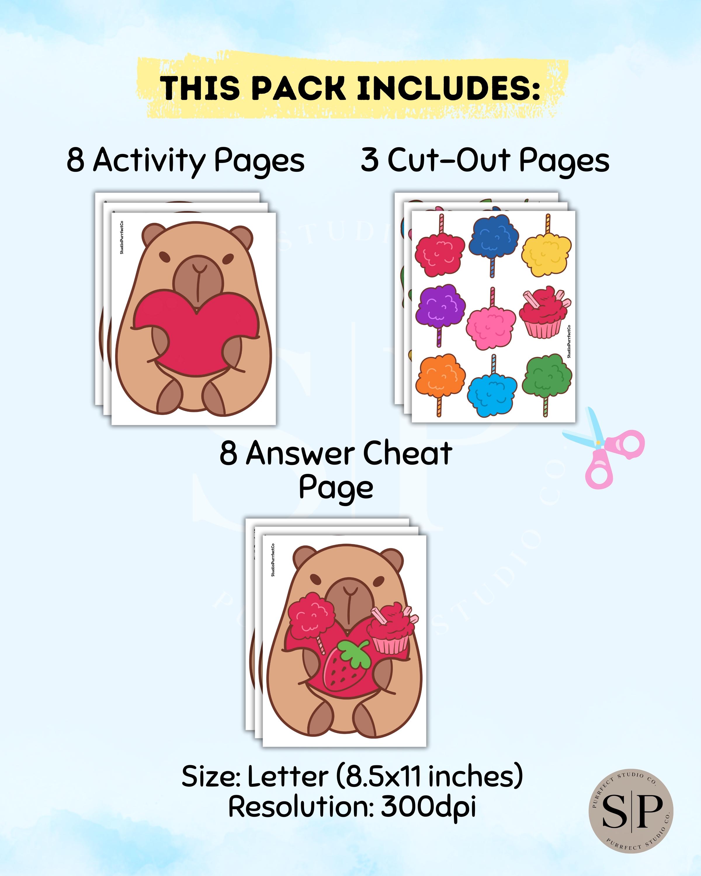 Cute Capybara Color Matching Game for Kids, Printable Color Sorting ...