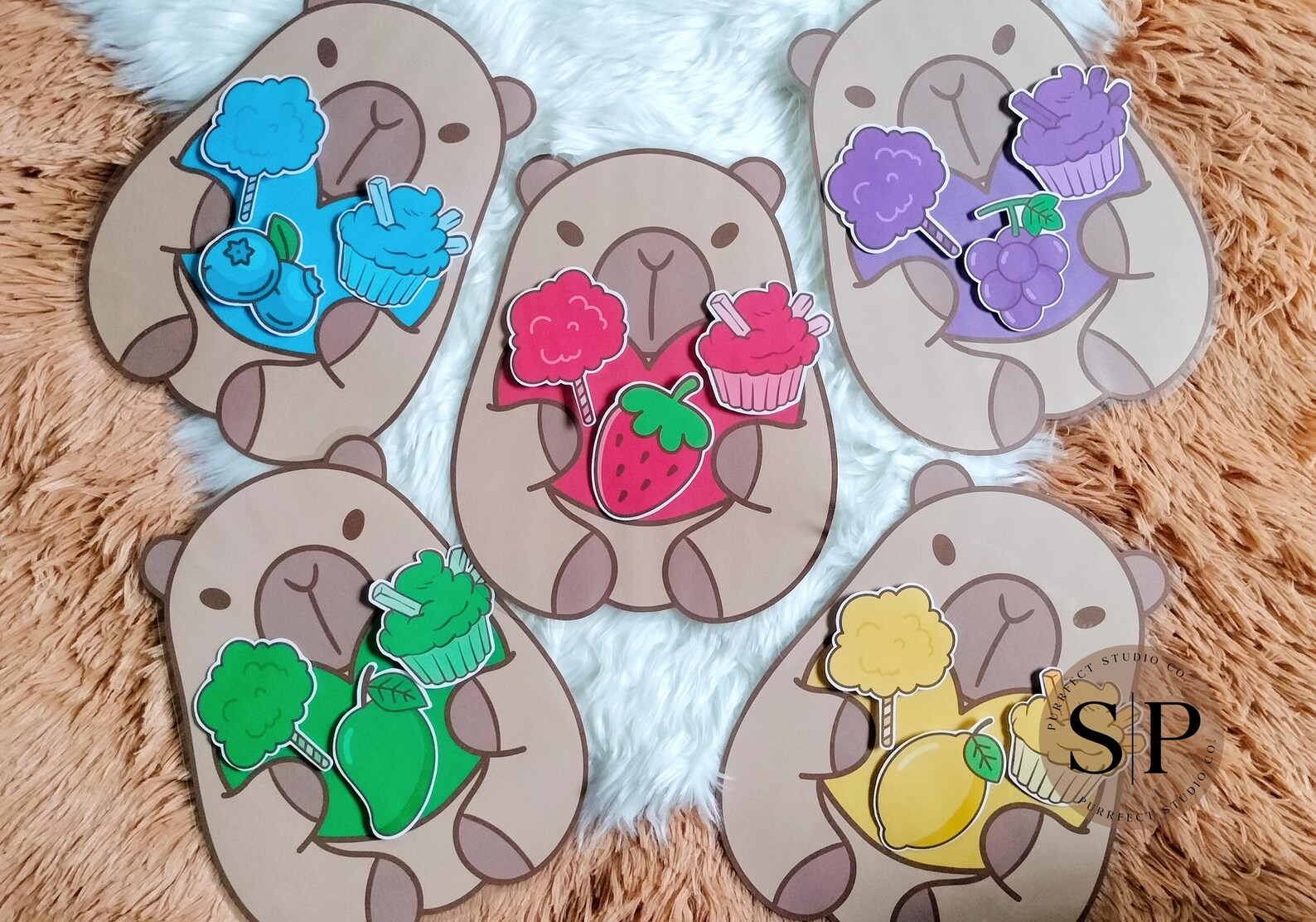 Cute Capybara Color Matching Game for Kids, Printable Color Sorting ...