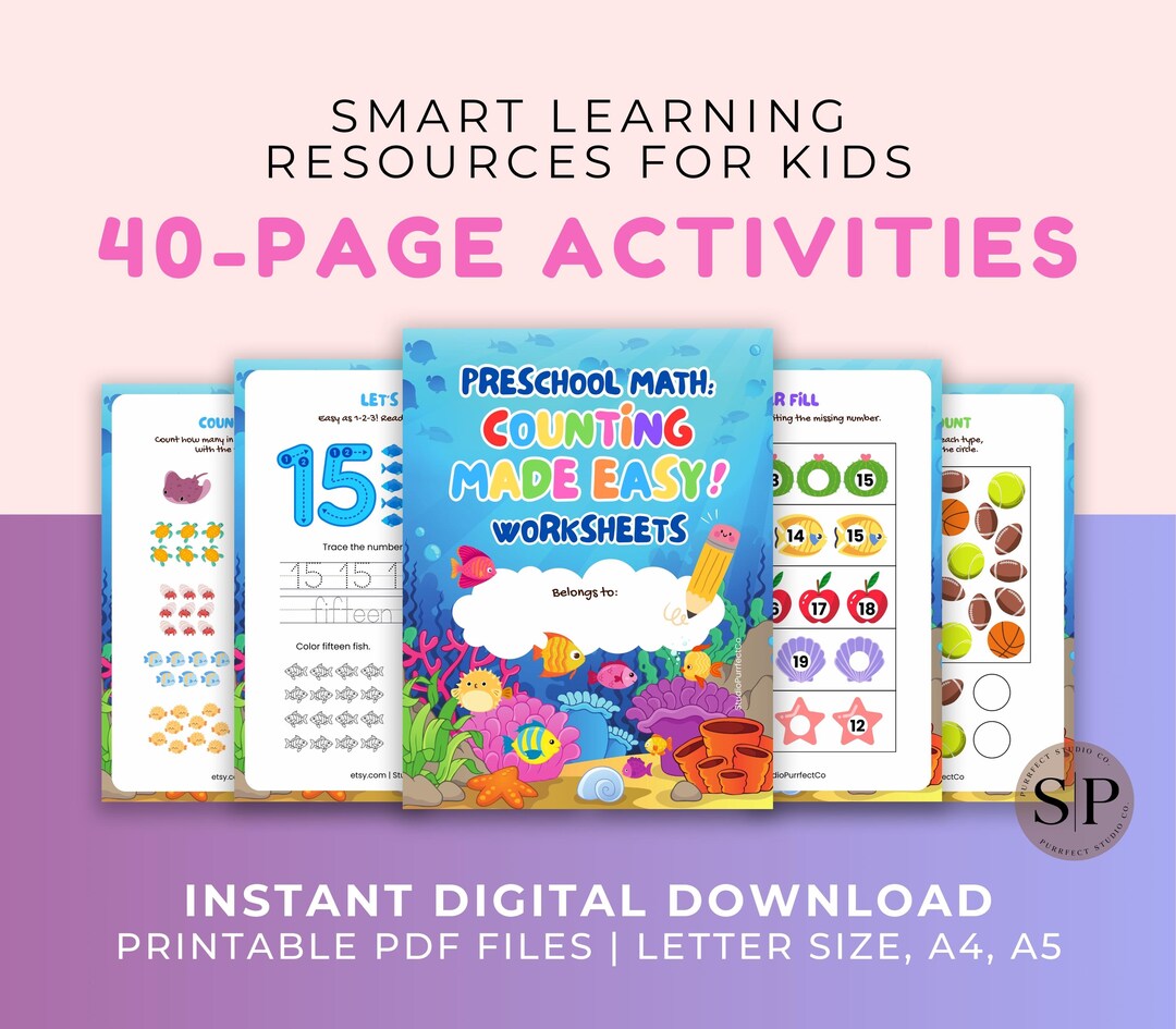 Early Math & Counting Worksheets | Preschool Pre-k Number Tracing ...