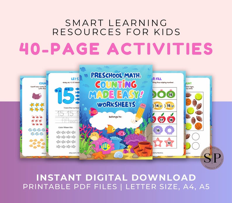 Early Math & Counting Worksheets | Preschool Pre-k Number Tracing ...