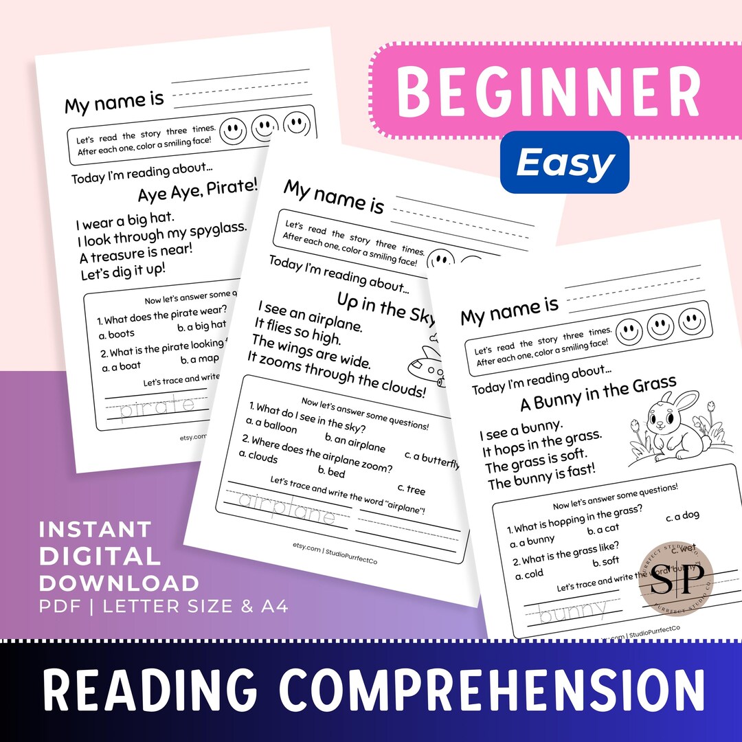 Reading Comprehension Passages Worksheets for Beginners, Printable ...
