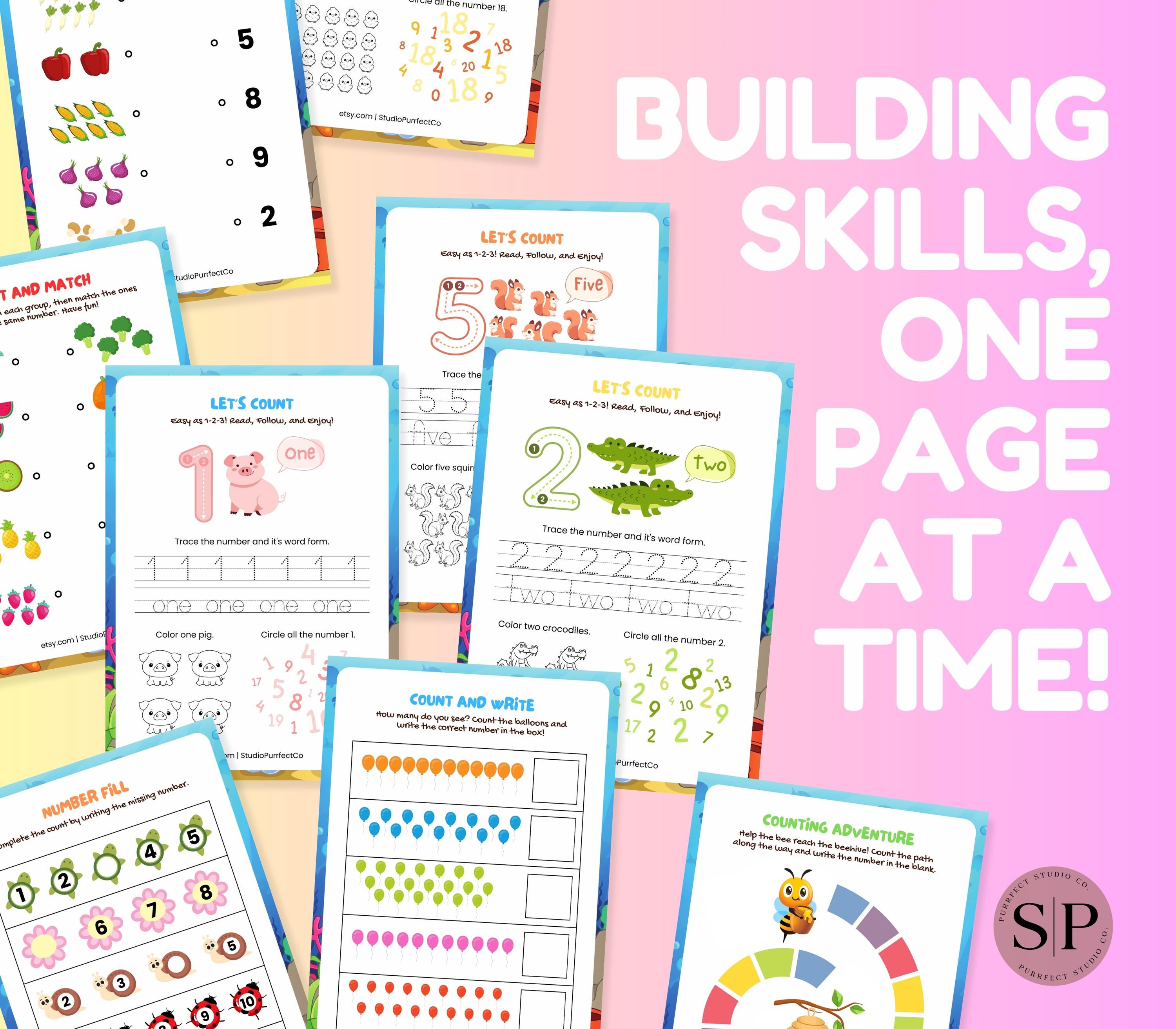 Early Math & Counting Worksheets | Preschool Pre-k Number Tracing ...