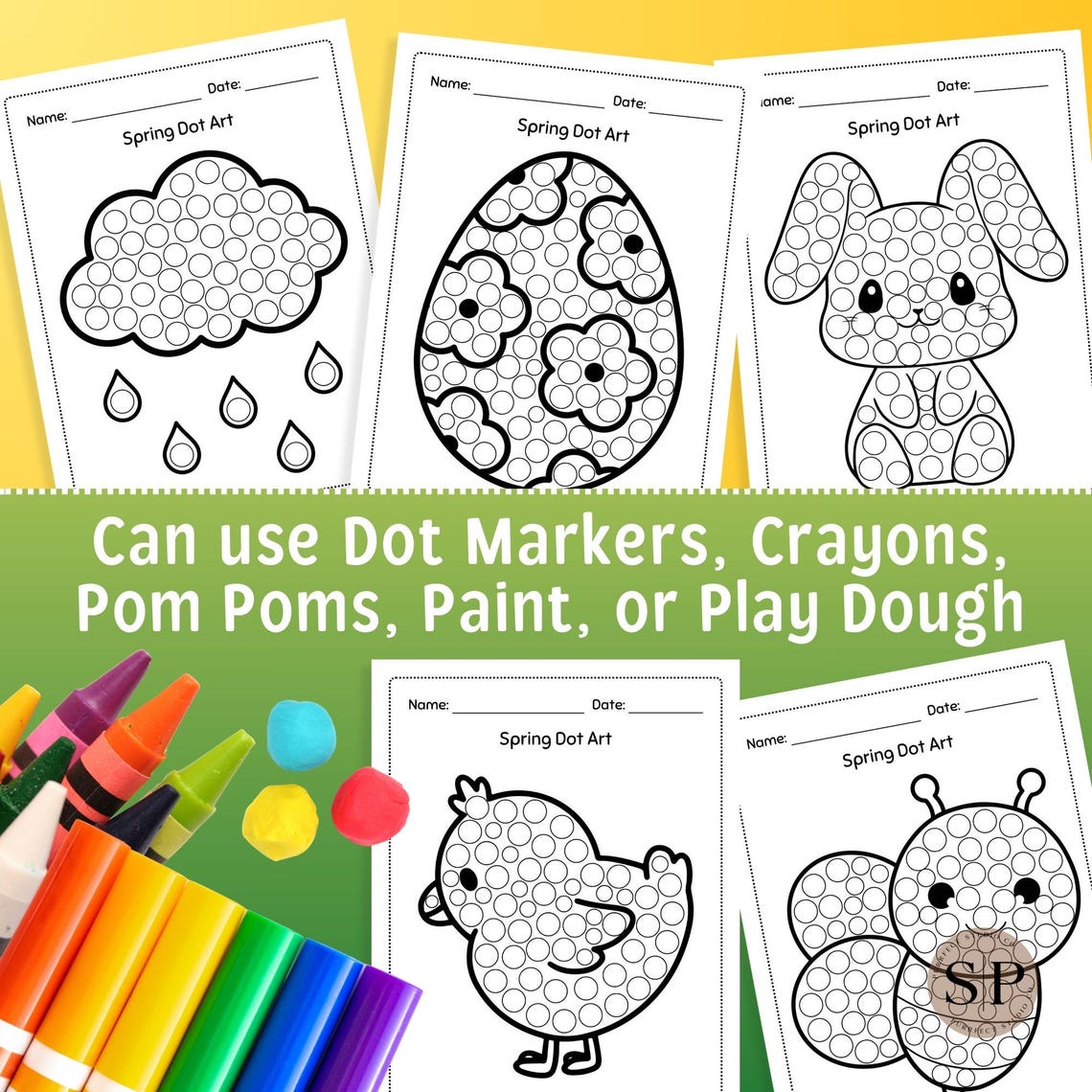 Spring Dot Art Activity Worksheets Printable PDF Pack, Spring Season ...