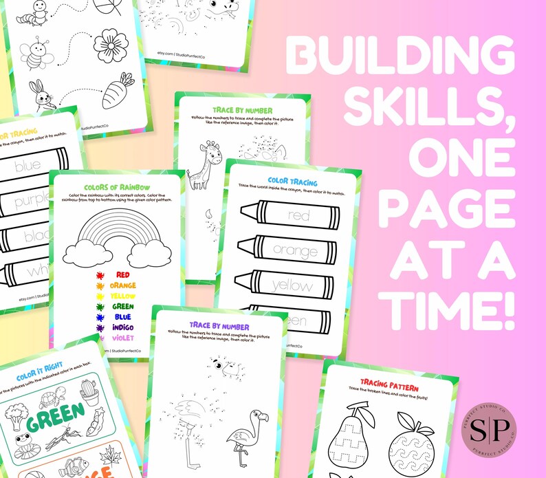 Printable Tracing & Coloring Worksheets | Dot-to-dot, Color Recognition ...